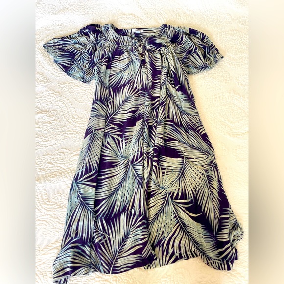 Dresses | Go Softly Blue Floral Patio Dress With Vneck Button Down ...